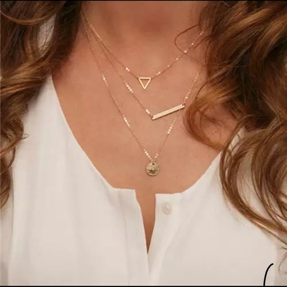 Jewelry | New Triple Chain Choker Pendant Necklace | Poshmark